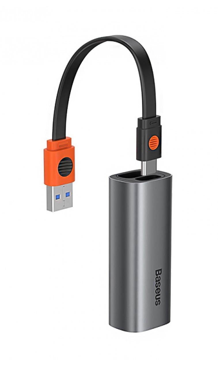 ᐉ Адаптер Baseus RJ45 USB/Type-C-Ethernet 15 см Сірий/Чорний (CAHUB ...