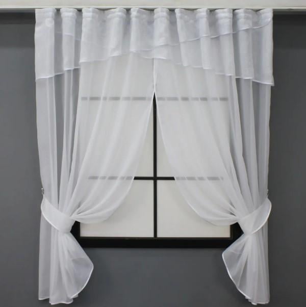 ᐉ Штори кухонні з ламбрекеном 280х170 см Білий 091к • Краща ціна в Києві Україні • Купити в