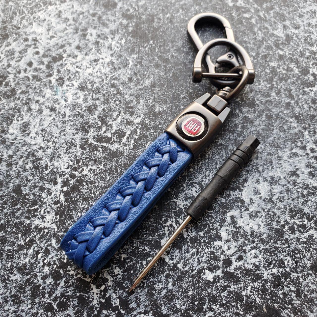 Брелок шкіряний з карабіном та логотипом FIAT Синій (9007B_1) • Краща ...