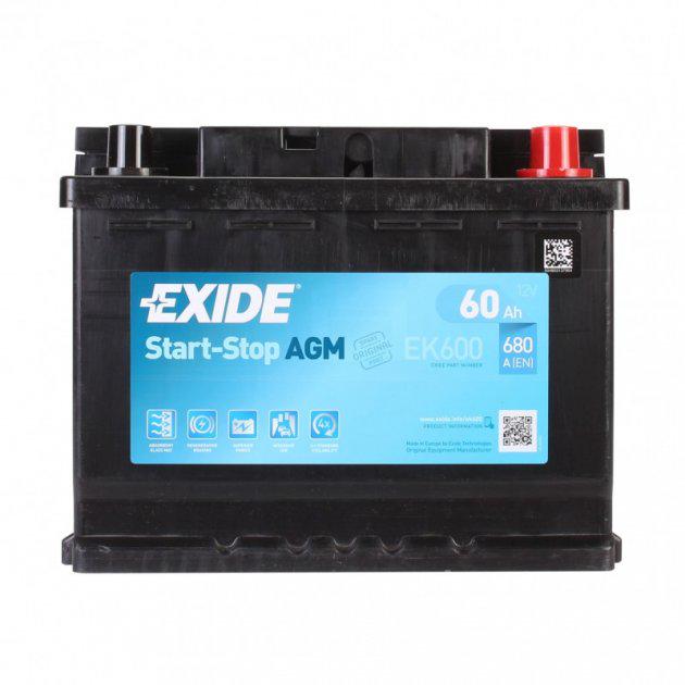 ᐉ Автомобильный аккумулятор Exide AGM 60Ah 680EN -/+ EK600