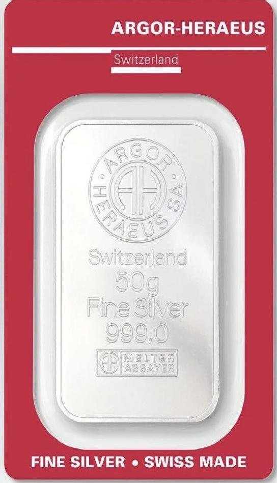 ᐉ Серебряный слиток Argor-Heraeus 50 г • Купить в Киеве, Украине ...