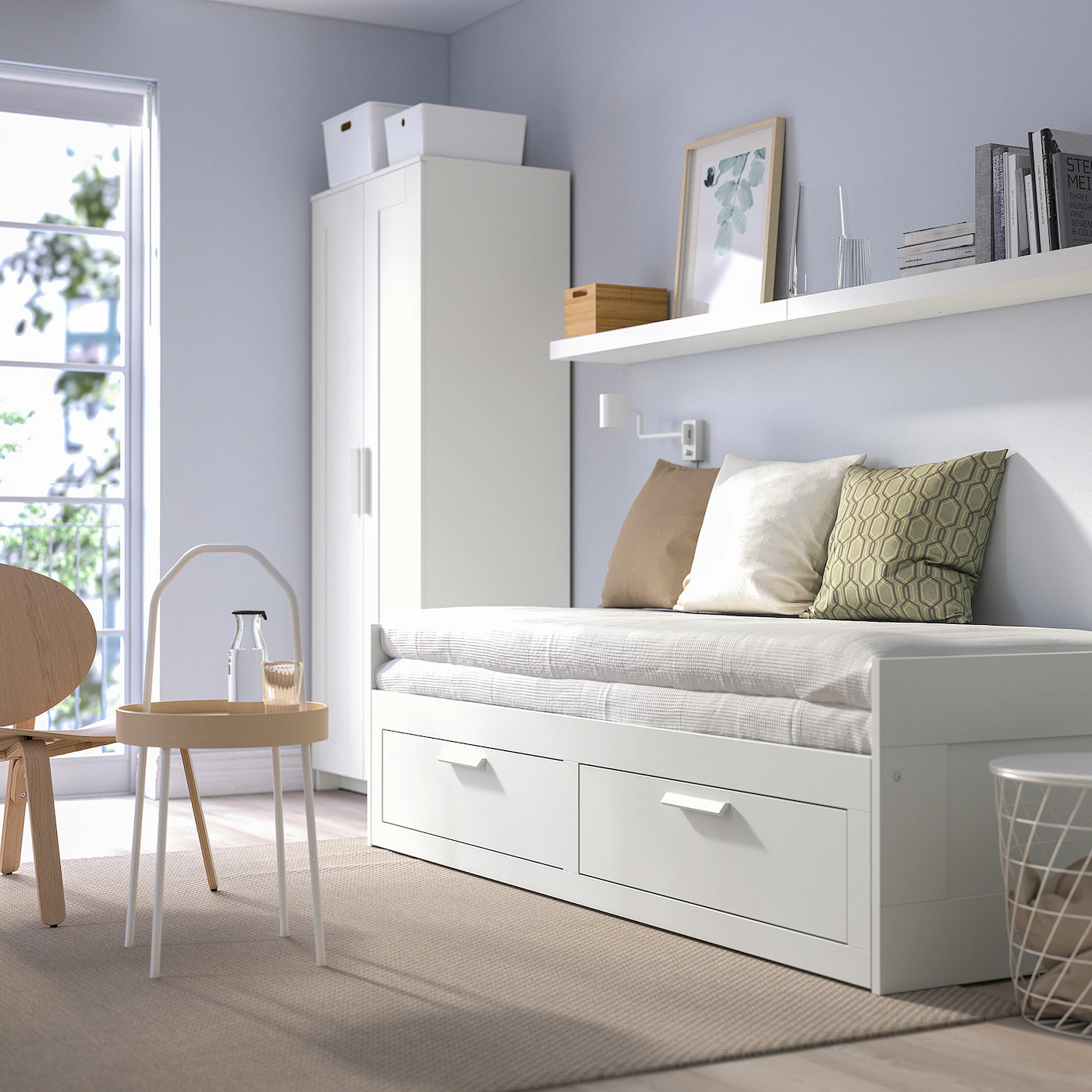 ᐉ Кушетка IKEA BRIMNES Agotnes с 2 ящиками 2 матраса 80х200 см • Купить ...