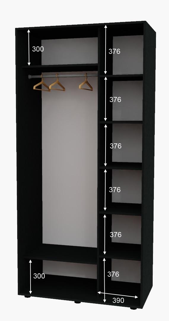 ᐉ Шафа купе дводверна Алекса ДСП Дзеркало 100х60х250 см Антрацитовий