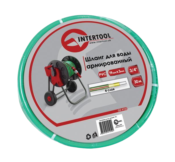ᐉ Шланг для води Intertool 3/4" 30 м армований чотиришаровий (GE-4125) • Краща ціна в Києві ...