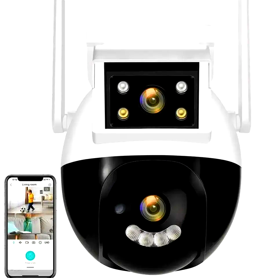 ᐉ Камера видеонаблюдения уличная IP WIFI 4MPx+4MPx IP66 UKC P6 2 ...