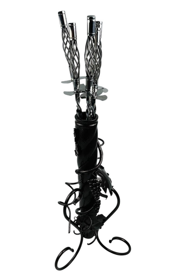 ᐉ Подарунковий набір шампурів Ексклюзив 7 предметів з плетеними ручками із нержавіючої сталі на ...