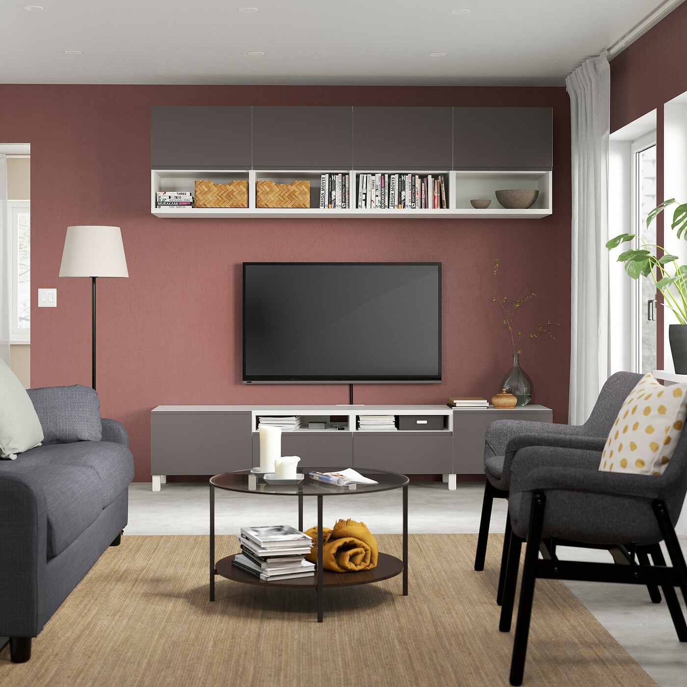 ᐉ Тумба под телевизор IKEA Besta Vasterviken/Stubbarp 240х42х230 см ...