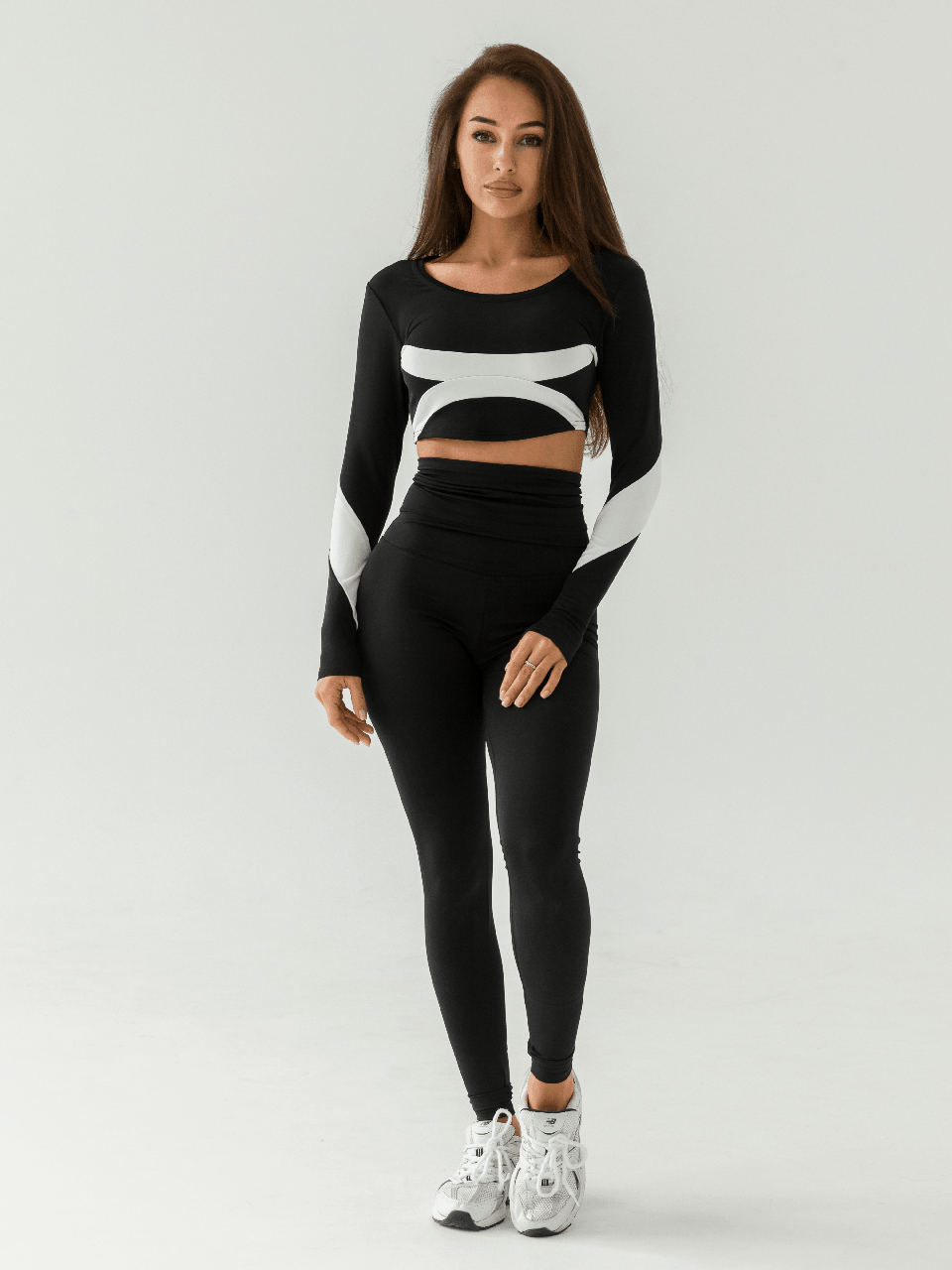 ᐉ Комплект жіночий спортивний Nova Vega з високим поясом лосини та рашгард S Чорний (5016112 ...