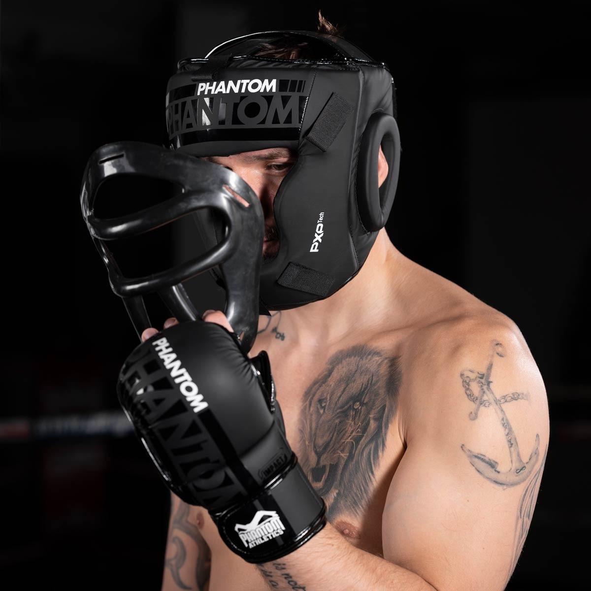ᐉ Шолом боксерський Phantom APEX Cage з капою Black • Краща ціна в ...