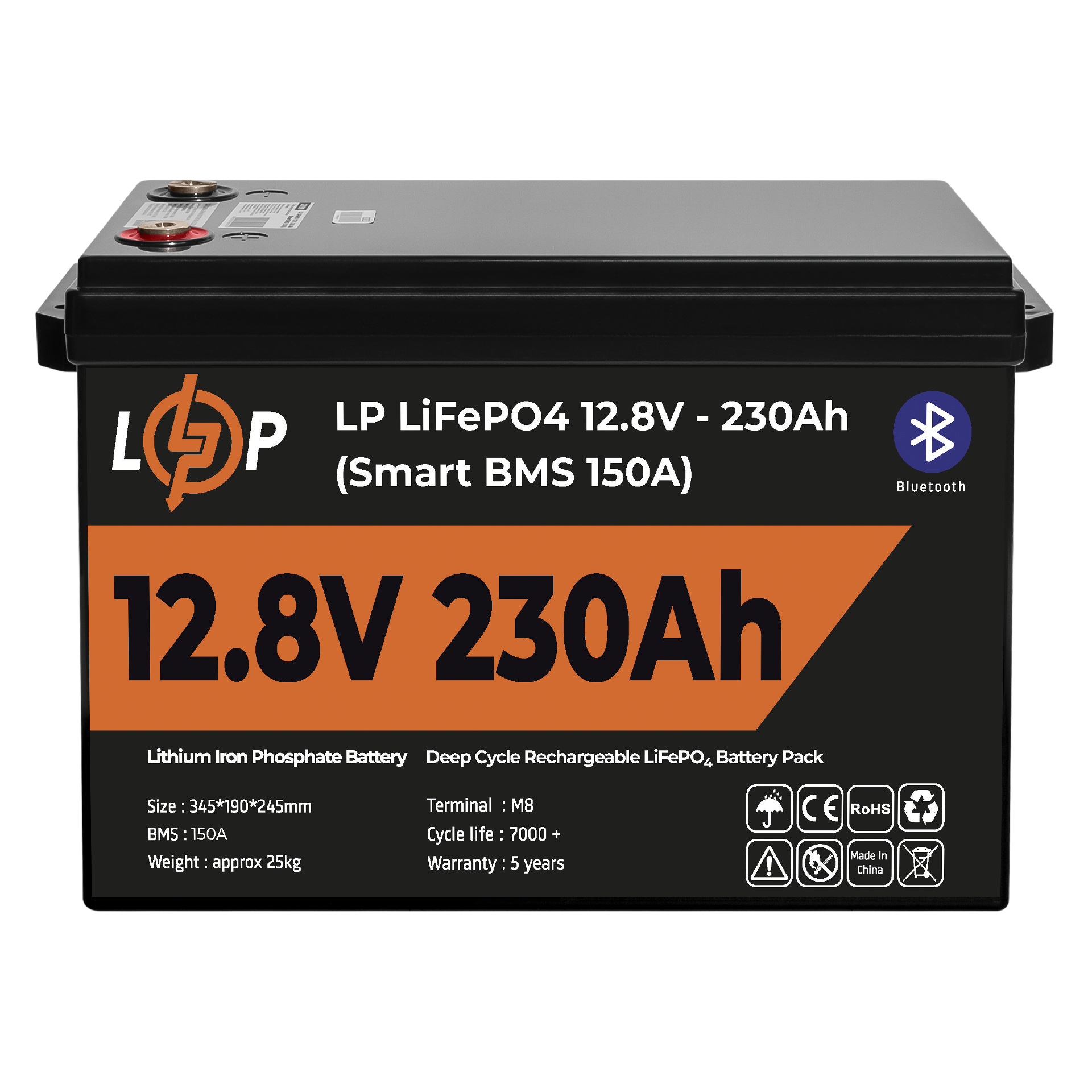 ᐉ Акумулятор LP LiFePO4 12V 128V 230 Ah 2944Wh Smart BMS 150А з BT ...