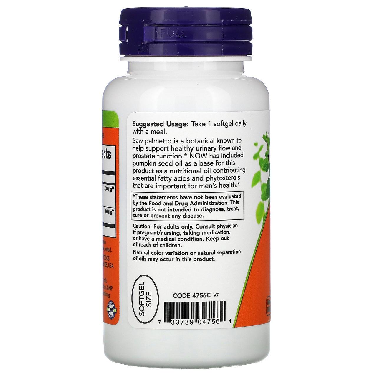 ᐉ Экстракт пальмы Сереноа Now Foods Saw Palmetto Extract с маслом семян ...