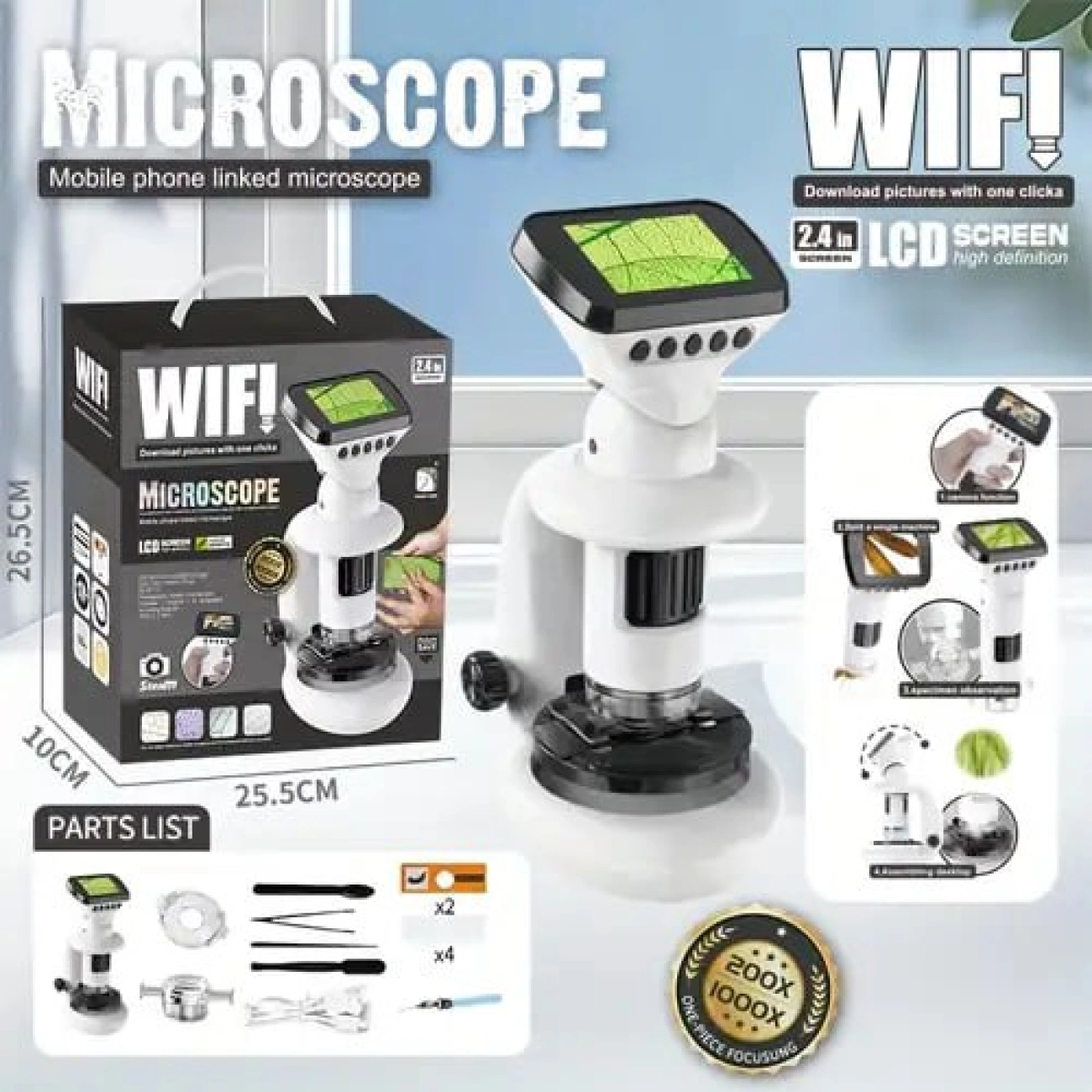 ᐉ Мікроскоп цифровий MS2000 з Wi-Fi LED-підсвічуванням і фото/відео збільшення до х2000 • Краща ...