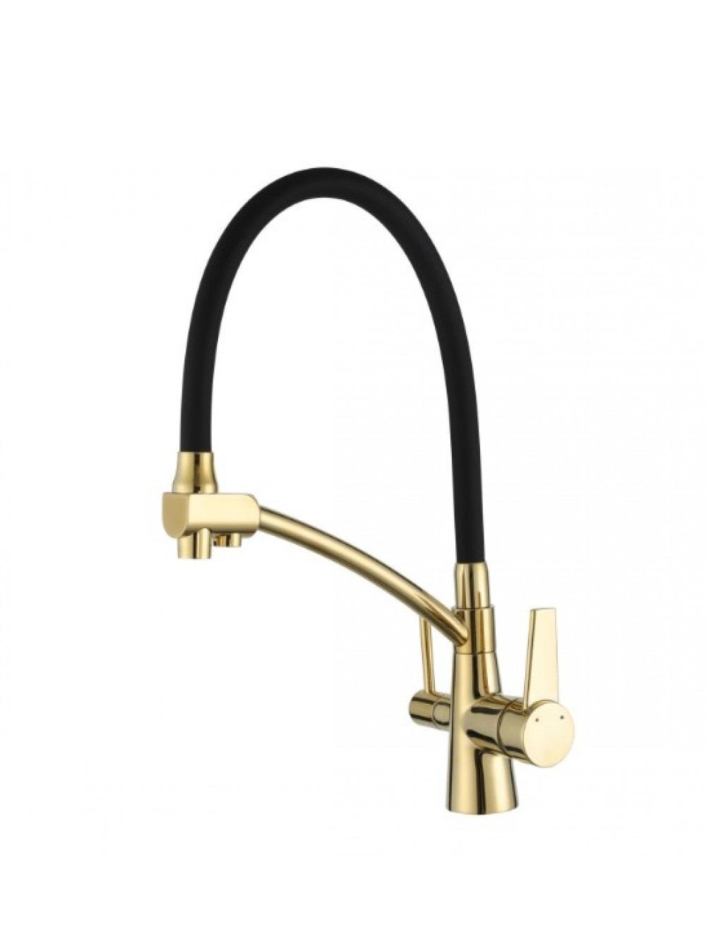 ᐉ Змішувач для кухні під фільтр Gappo G4398-13 гнучкий Золотий • Краща ціна в Києві, Україні ...