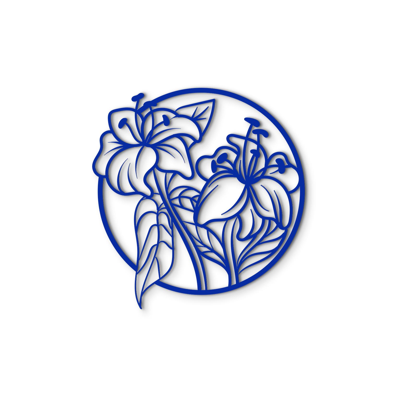 ᐉ Декоративне панно з дерева Woodyard Витончені Квіти 35x38 см Синій 0125 1sblue14 • Краща