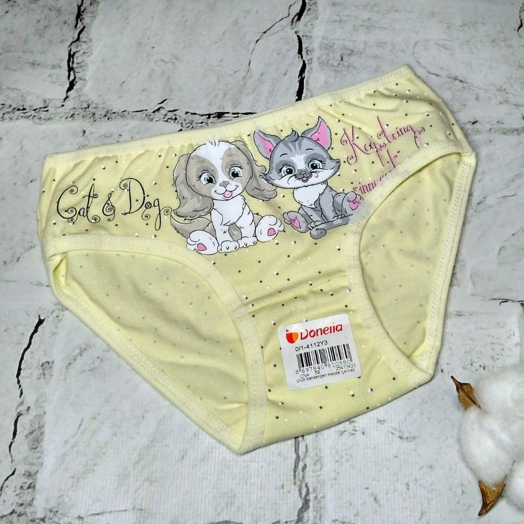 ᐉ Трусики для девочки Donella Кот и собачка от 0 до 1 года 86-92 см Желтый (4112Y3-1) • Купить в ...