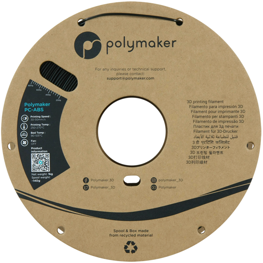 ᐉ Інженерний пластик для 3D-друку Polymaker PC-ABS 1,75 мм 1 кг Black ...