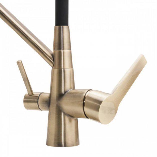 ᐉ Смеситель для кухни Frap F4374-4 под фильтр Черный/Бронза (F4374-4) • Купить в Киеве, Украине ...