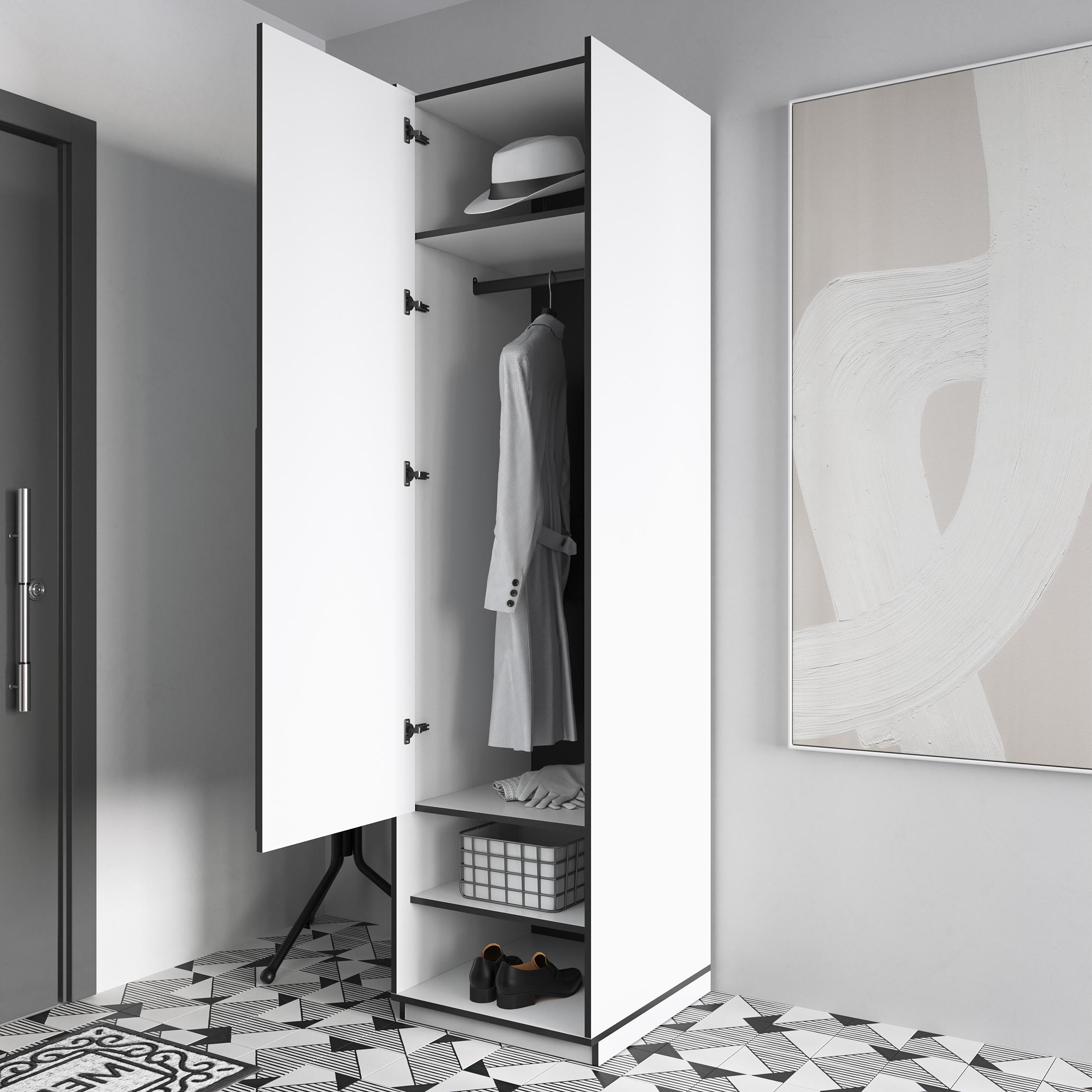 ᐉ Шафа розпашна з штангою для одягу та полицями Moreli R 0002 210х57х52 см Бетон темний • Краща