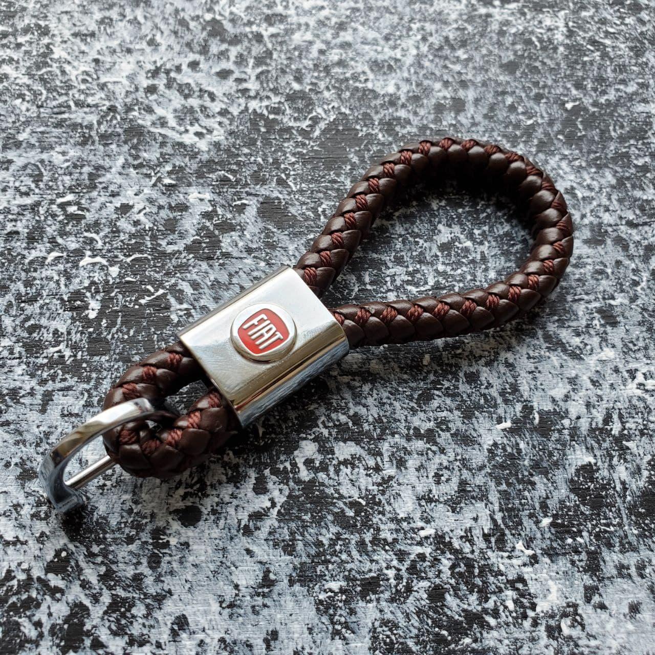 ᐉ Брелок кожаный с логотипом FIAT Шоколадный (1021B_5)