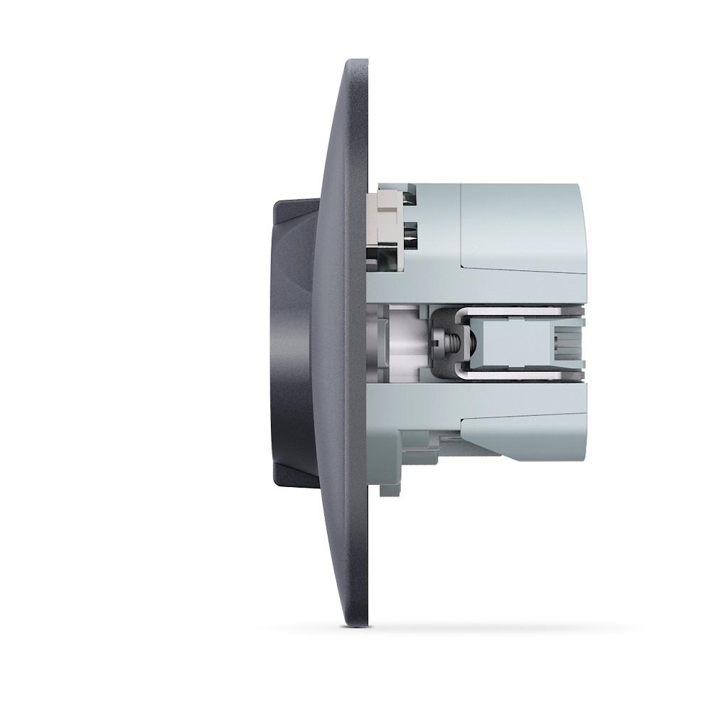 ᐉ Розетка Videx Binera одинарна із заземленням та двома Usb Чорний графіт • Краща ціна в Києві