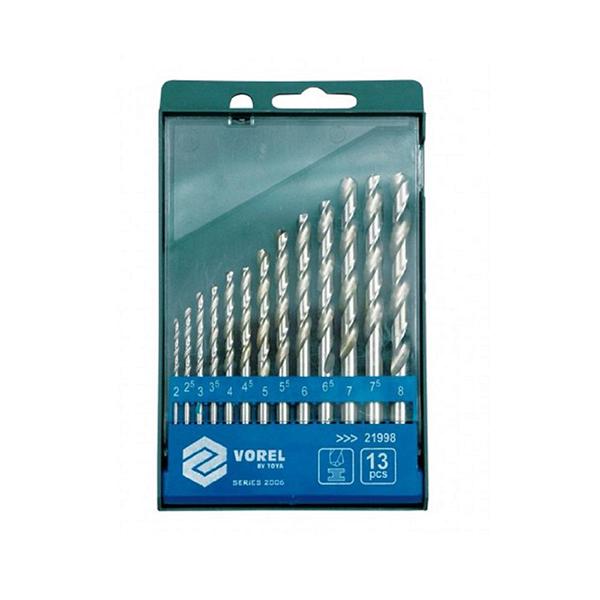 ᐉ Набор сверл по металлу Vorel 2-8 мм HSS 13 шт. (21998)