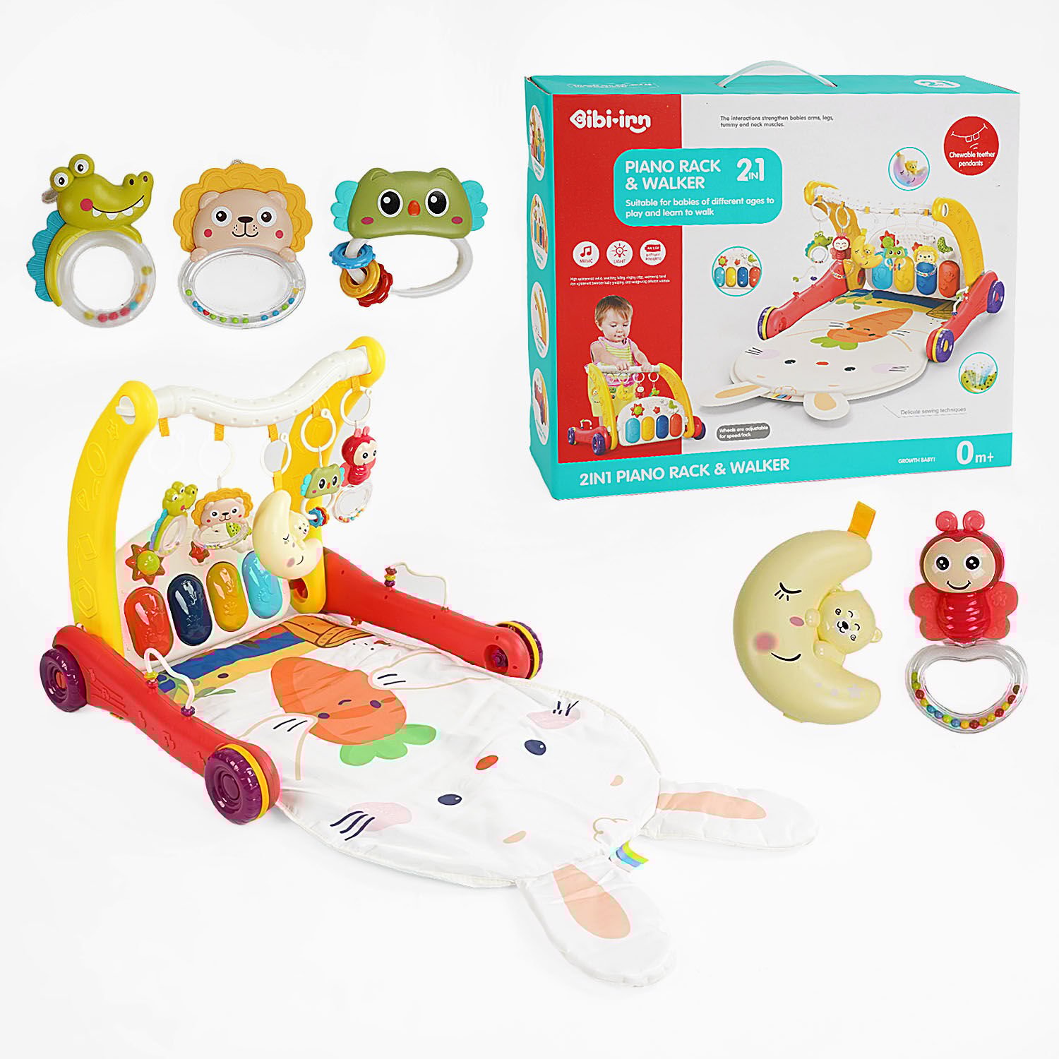 ᐉ Ходунки-каталка трансформер с ковриком в виде зайчика с погремушками ...