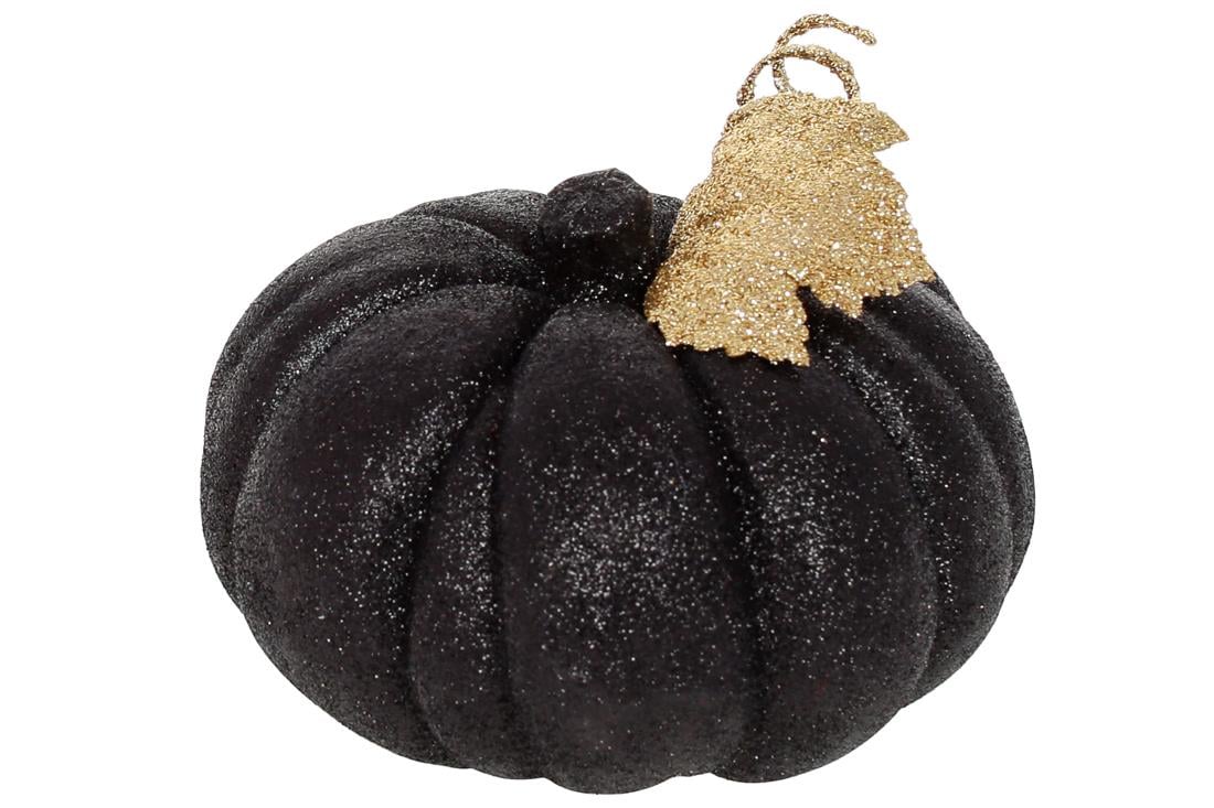 ᐉ Фигура декоративная Bonadi Тыква 17,5 см Черный глиттер (113-777)