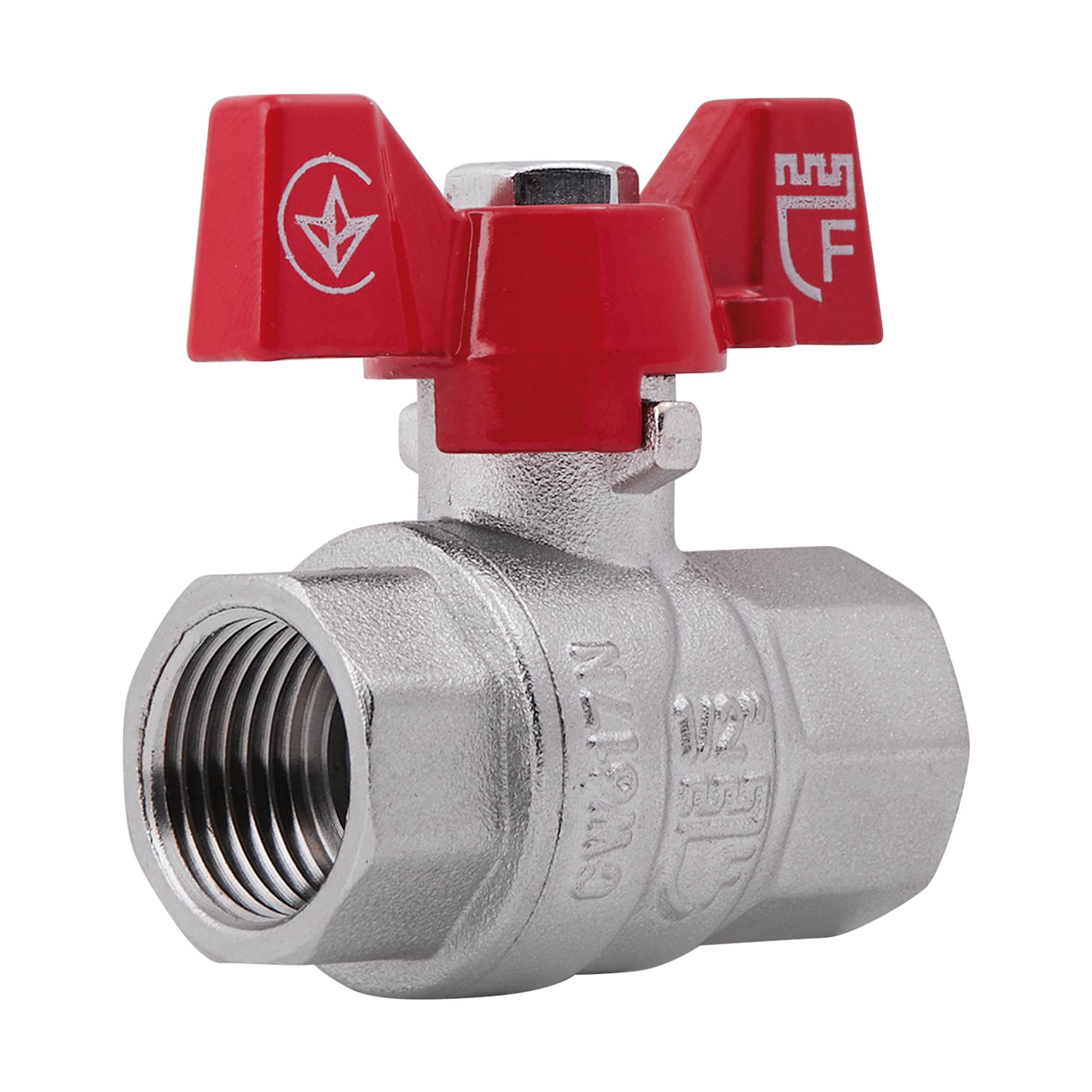 ᐉ Кран для труб SD Forte SF602W15 прямой никелированный бабочка 1/2 ...