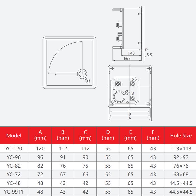 ᐉ Амперметр аналоговый CNC YC-72А 1000/5А AC 72x72 мм класс 1,5 (Б00029843) • Купить в Киеве ...