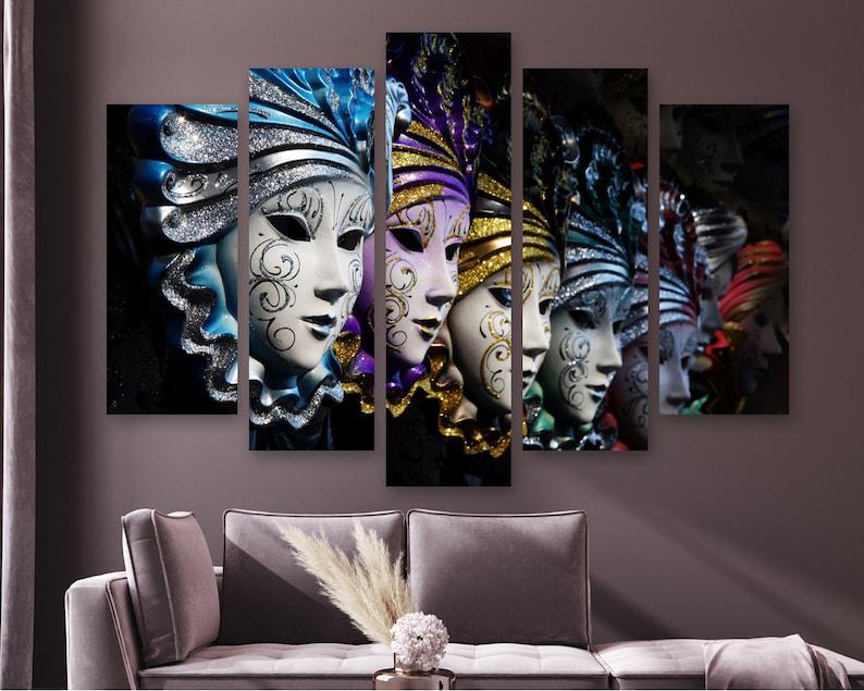 ᐉ Модульна картина на полотні з п'яти частин KIL Art Карнавальні маски 137x85 см (M51_L_224 ...