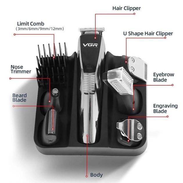 ᐉ Машинка для стрижки волосся VGR V-029 акумуляторна 6в1 • Краща ціна в Києві, Україні • Купити ...