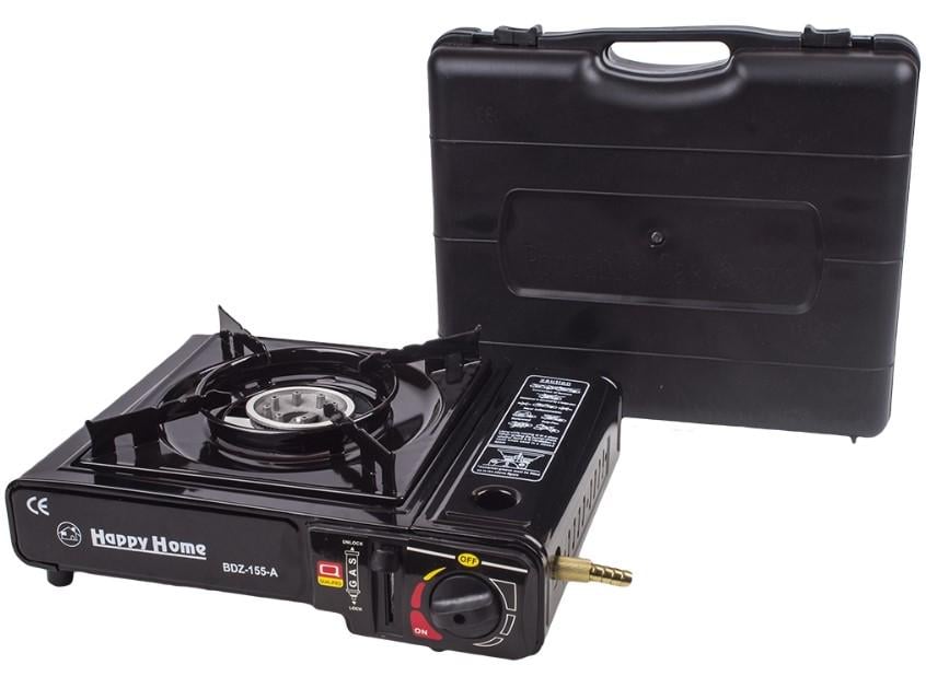 ᐉ Газовий пальник туристичний Happy home BDZ-155A з п'єзопідпалом та кейсом з 3 балонами ...