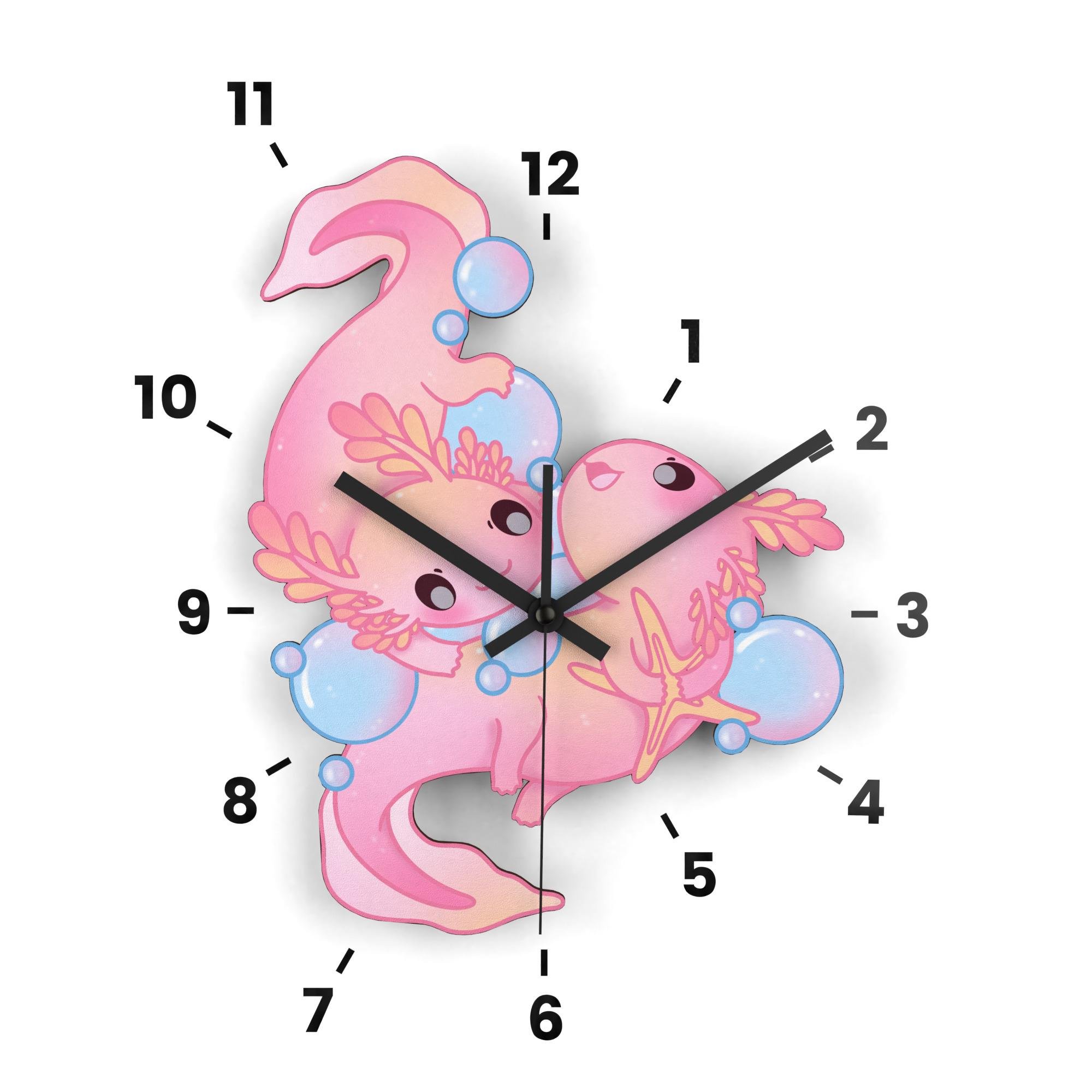 ᐉ Годинник настінний Lex Altern Рожеві аксолотлі деревяний 9340735 • Краща ціна в Києві
