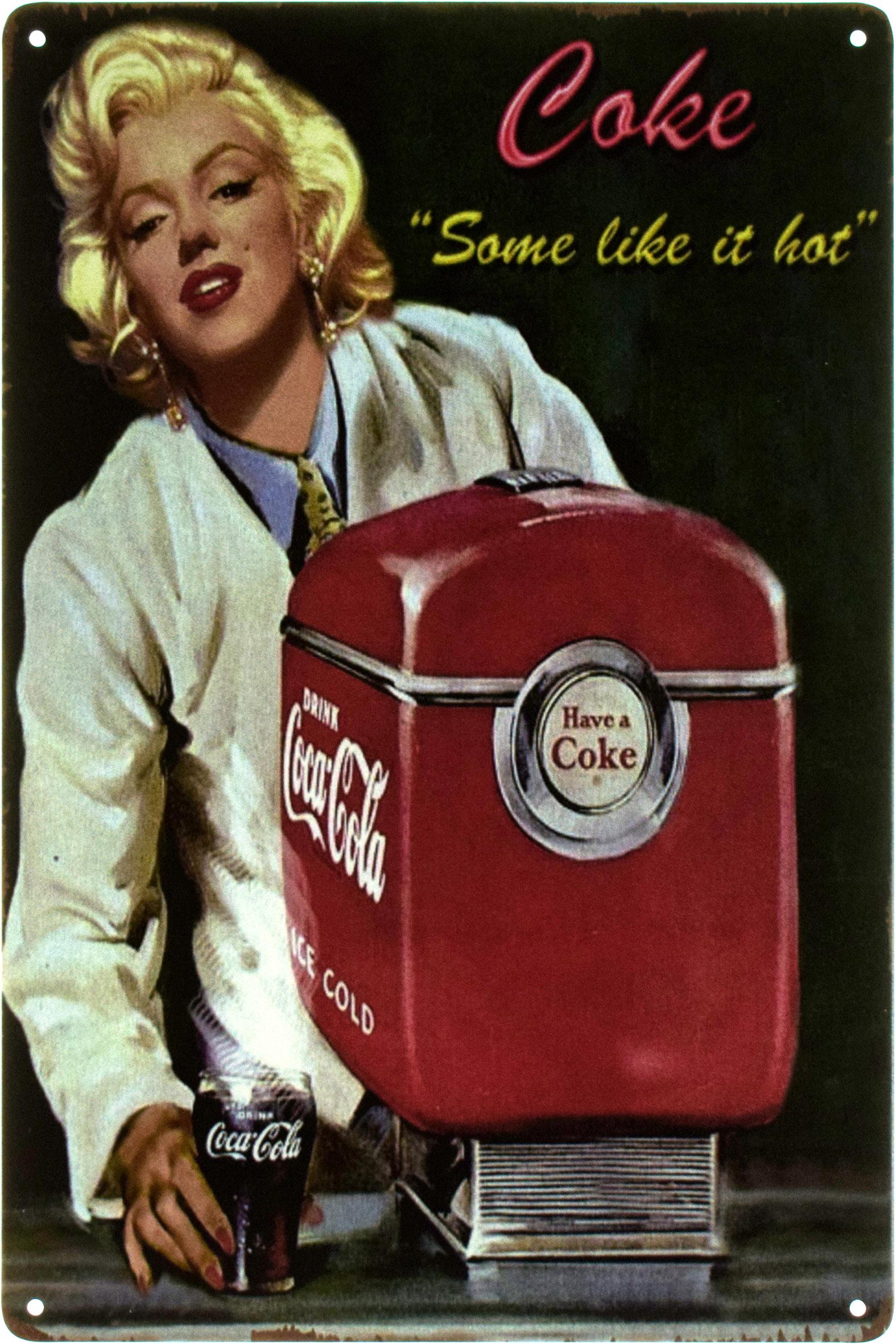 ᐉ Металлическая табличка Мэрилин Монро Кока-Кола/Marilyn Monroe Coca ...