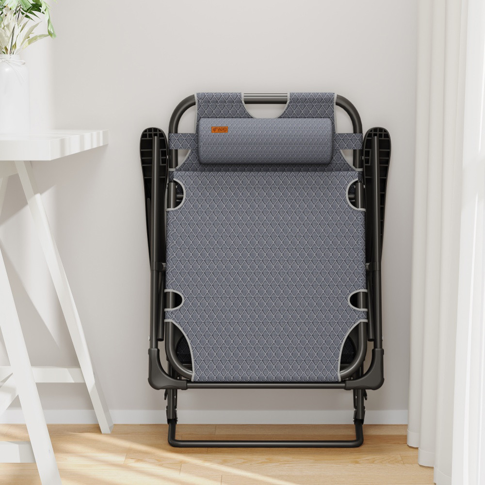 ᐉ Шезлонг розкладний WCG FCB-S03PС садовий з подушкою та матрацом Чорно-сірий (FCB-S03PС1 ...