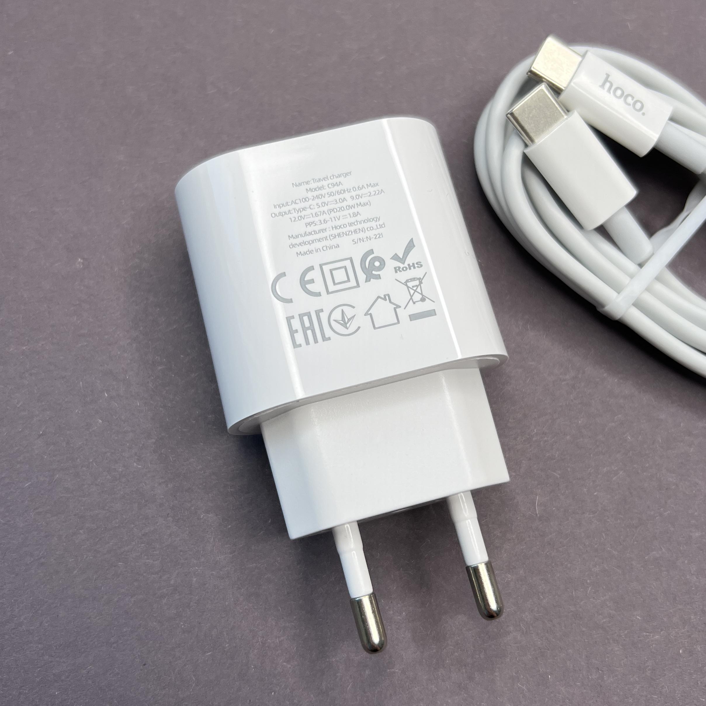 ᐉ Блок/кабель Hoco C94A PD20W USB-C Type-C to Type-C для iPhone/iPad ...