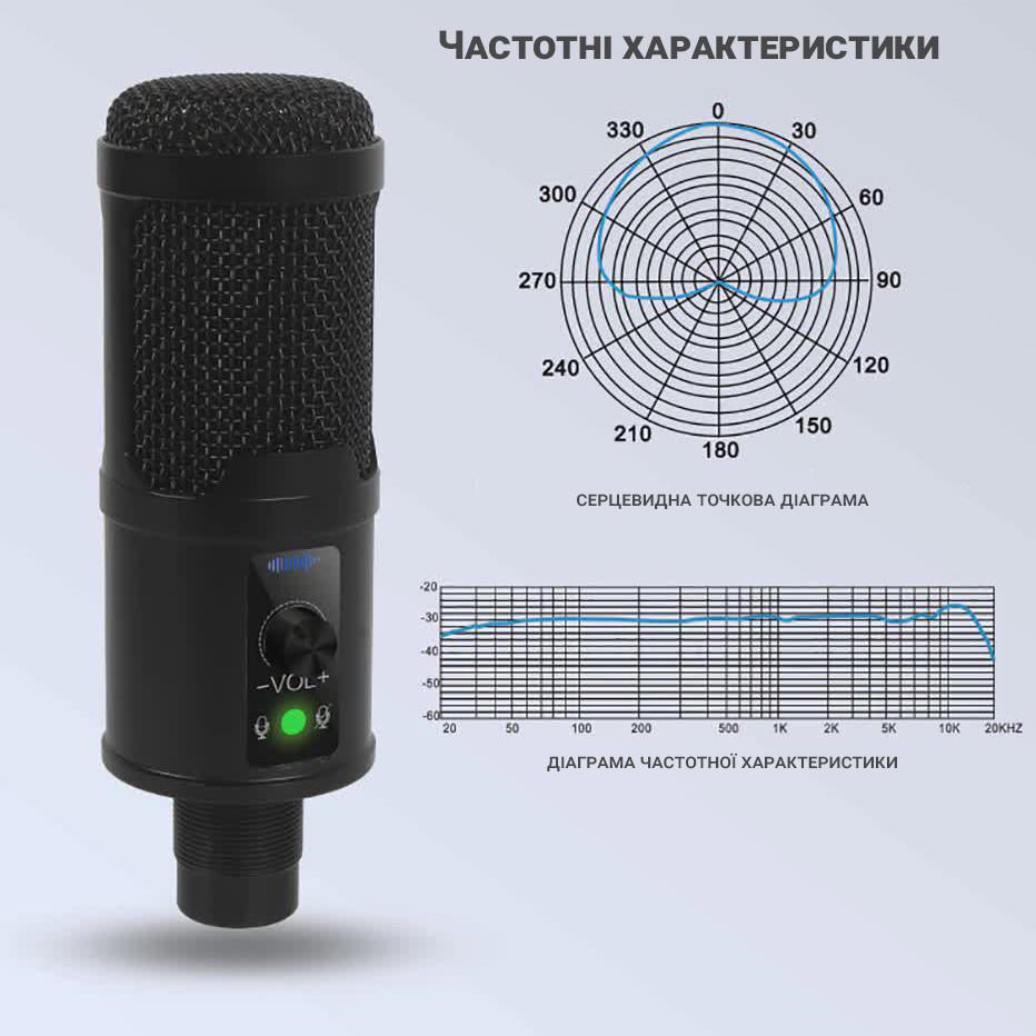 ᐉ Профессиональный студийный USB микрофон Andoer BM-65 конденсаторный ...