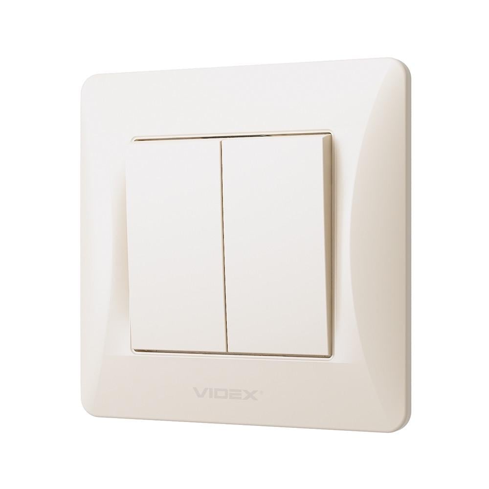 ᐉ Выключатель двухклавишный Videx Binera Кремовый • Купить в Киеве, Украине • Лучшая цена в Эпицентр