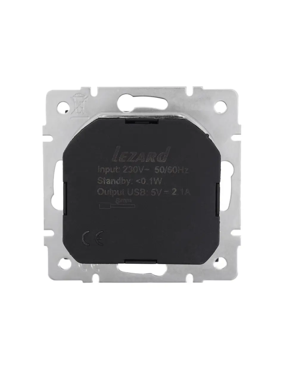 ᐉ Розетка Lezard Vesna 1-а з заземленням и USB без рамки Антрацитовий ...