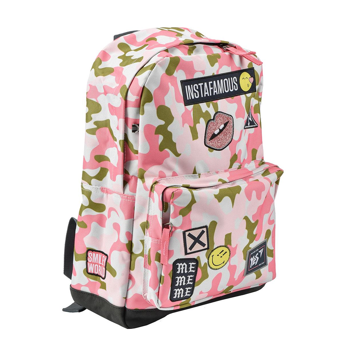 ᐉ Рюкзак молодежный YES T-67 Smiley World Military girl с пеналом (558280)