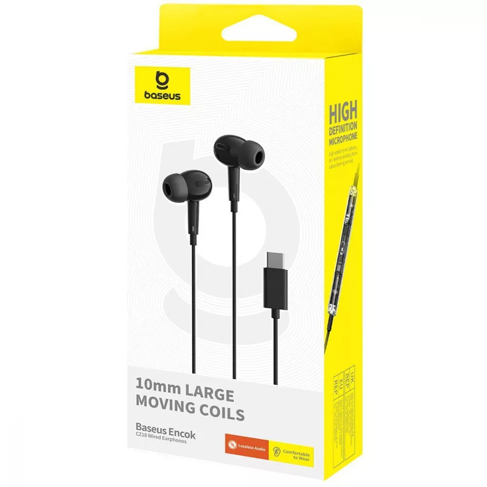 ᐉ Навушники провідні BASEUS Encok CZ18 Type‑C Чорний (27316558) • Краща ціна в Києві, Україні ...