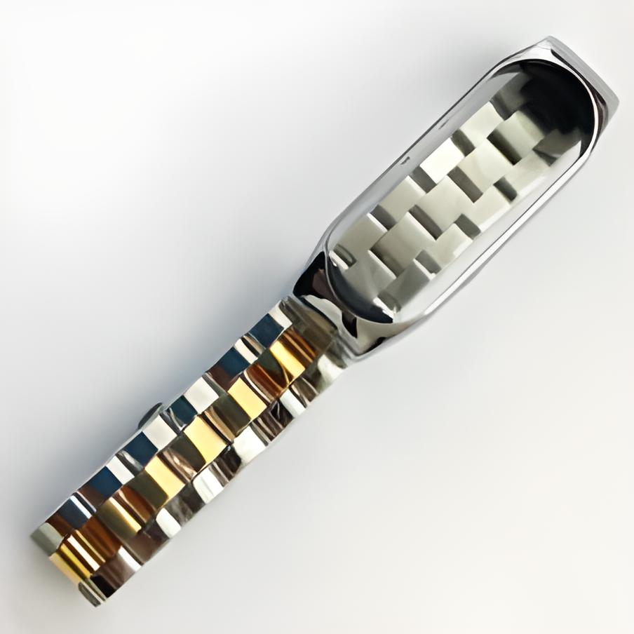 ᐉ Ремешок для фитнес браслета Xiaomi Mi Band 3 4 Steel блочный Silver/Gold