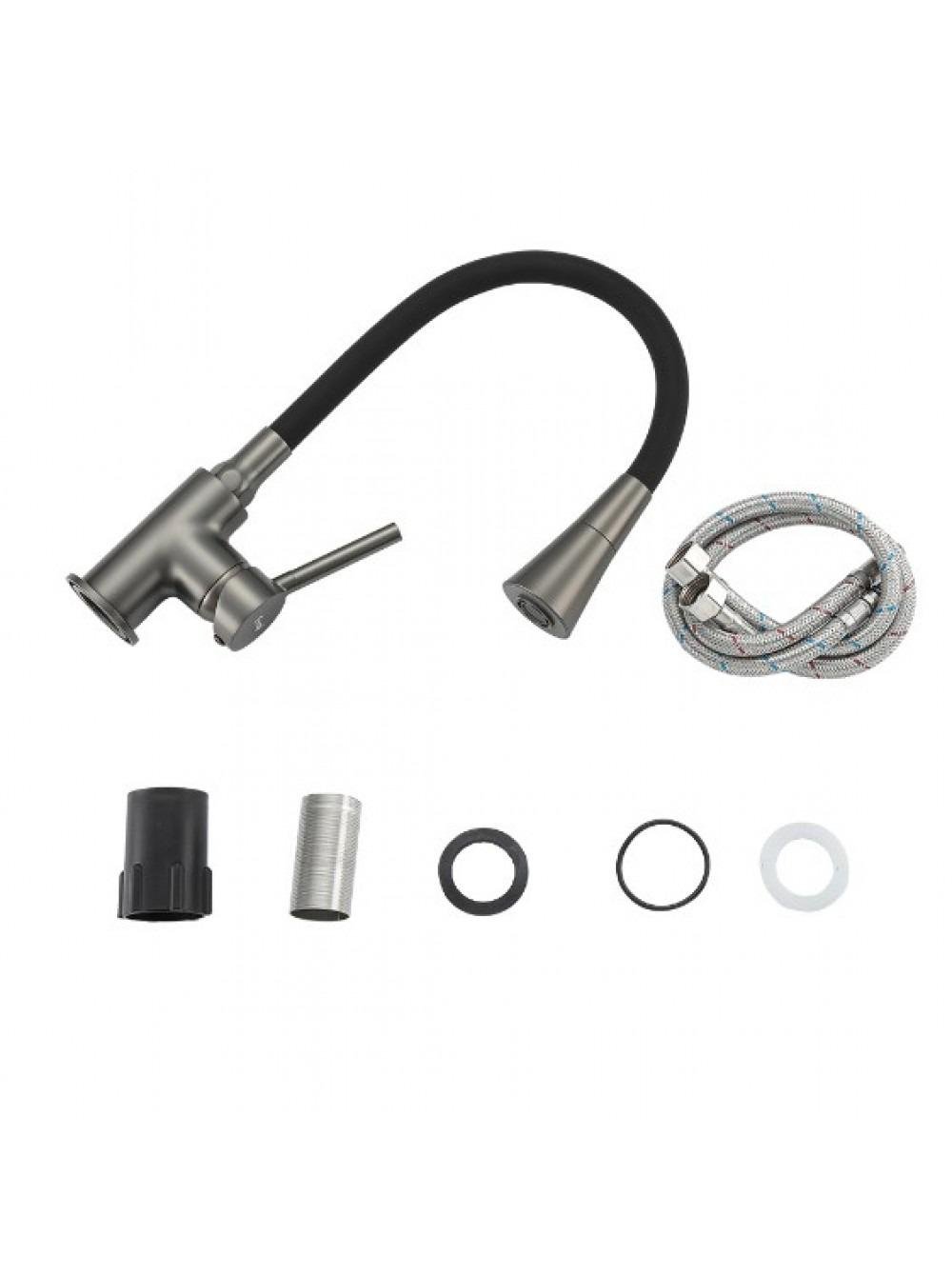 ᐉ Смеситель для кухни FRAP F4044-9 pvd с гибким изливом Черный графит • Купить в Киеве, Украине ...