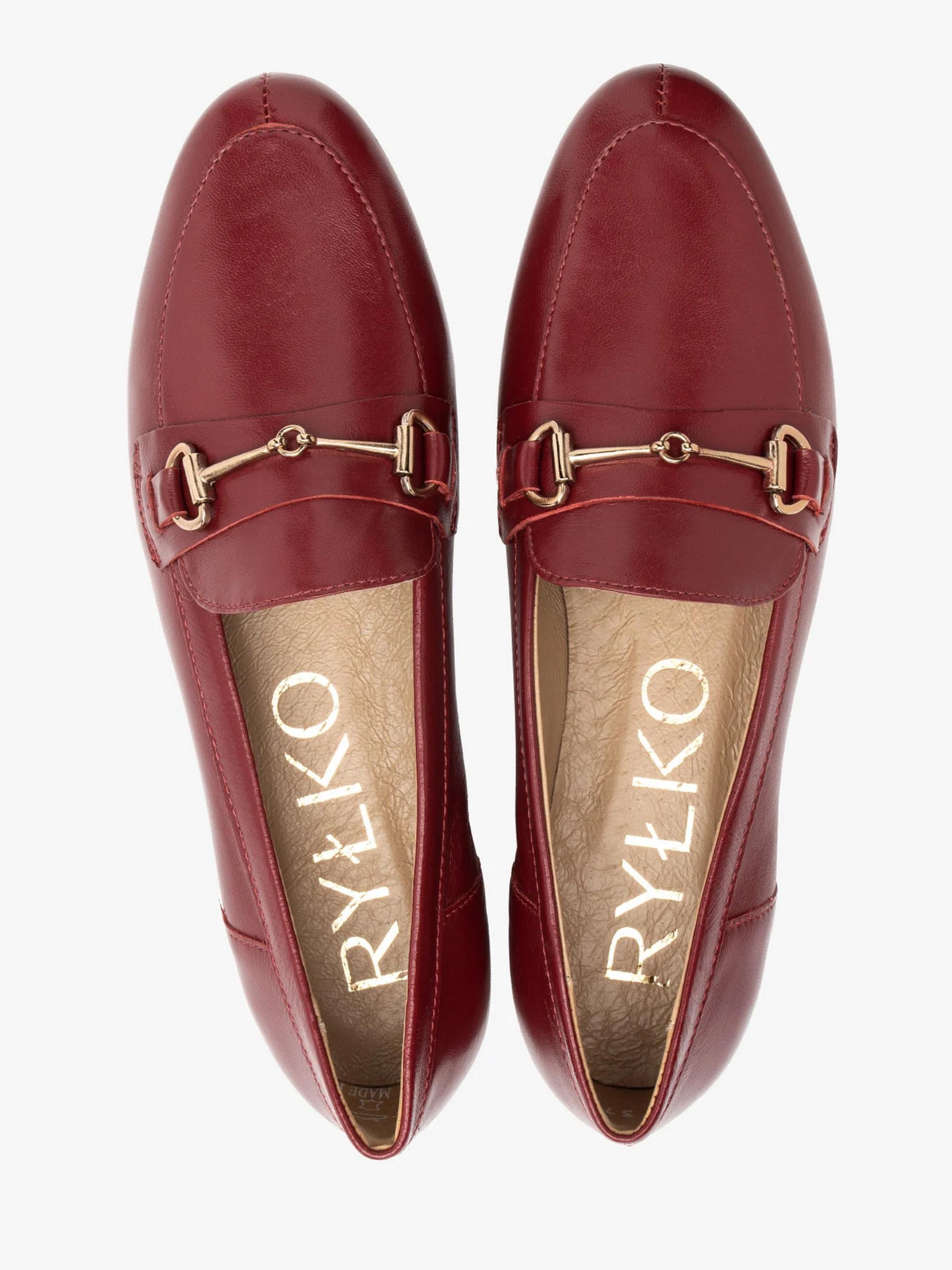 ᐉ Туфли лоферы кожаные женские RYLKO с пряжкой р. 36,5 Бургунди (2VR67 ...