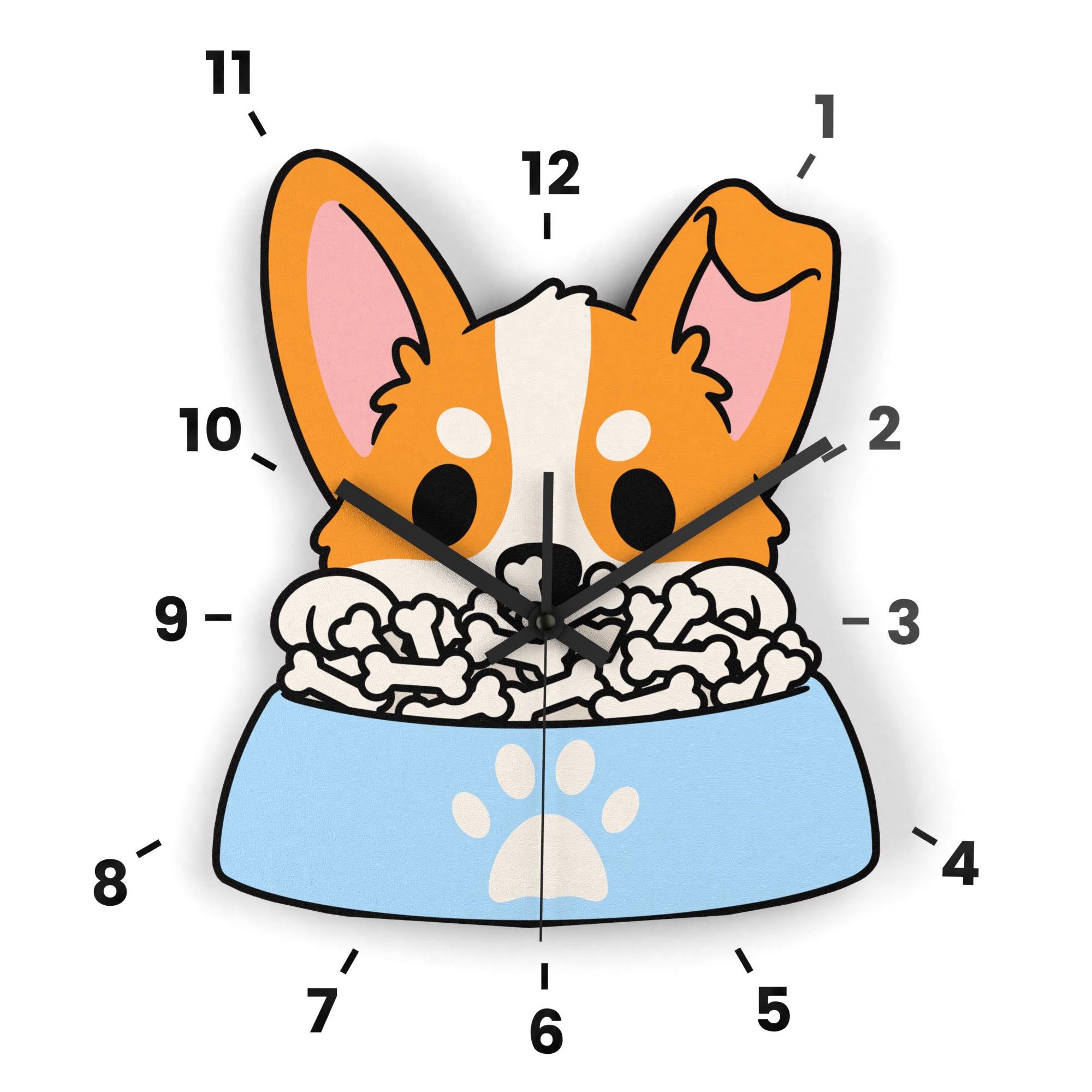 ᐉ Годинник настінний Lex Altern Мила коргі з мискою деревяний • Краща ціна в Києві Україні