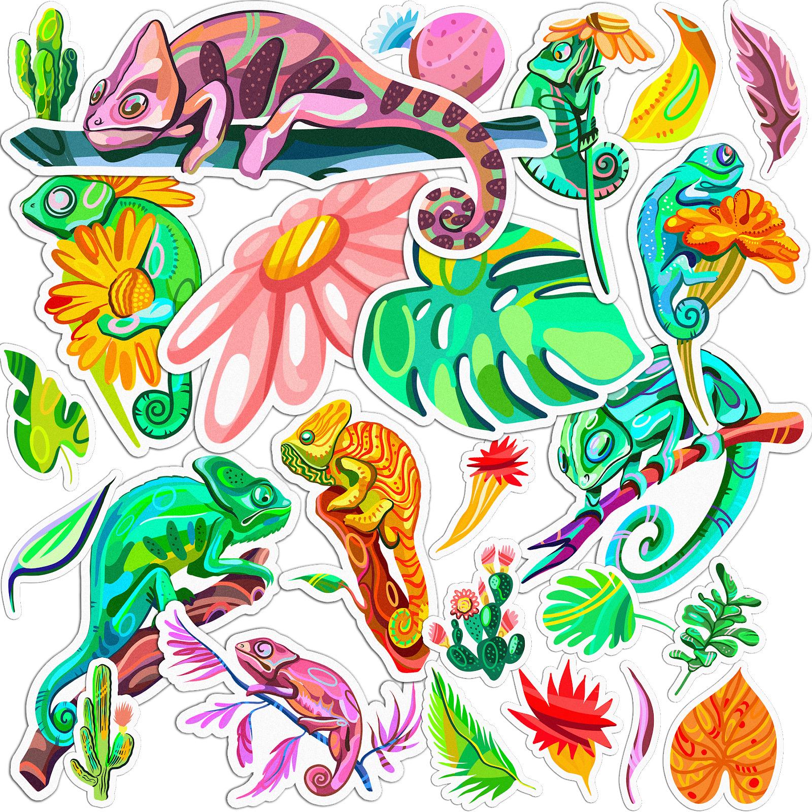 ᐉ Набір наклейок стікерів від Lex Altern Хамелеон вінілових 27 шт • Краща ціна в Києві Україні