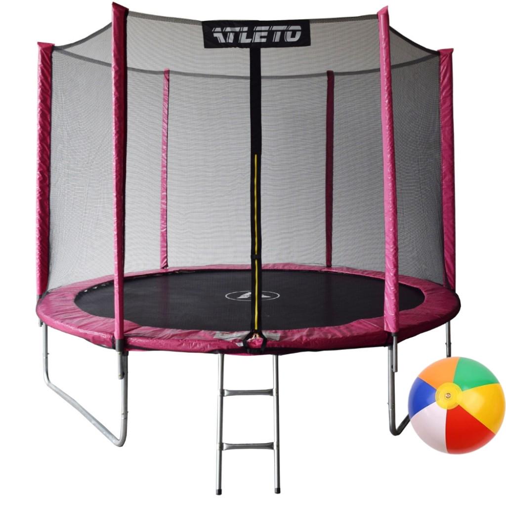 ᐉ Батут дитячий з сіткою та драбинкою Atleto 312 см Рожевий з м'ячиком (4240045712) • Краща ціна ...