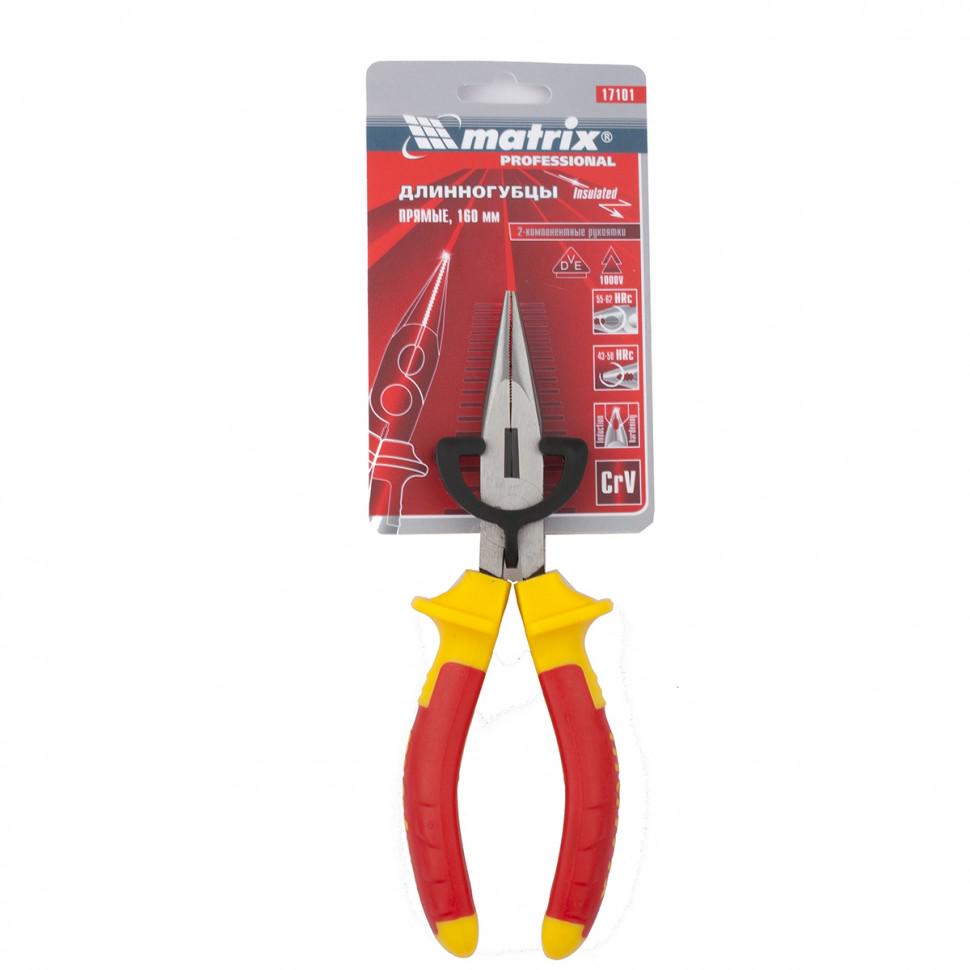 ᐉ Длинногубцы прямые диэлектрические Matrix 160 мм CrV с 2-х комп ...