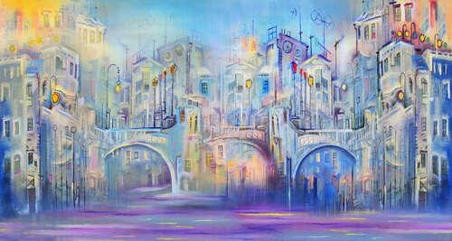 ᐉ Картина ArtPoster Плавные линии моста на фоне домов 100x53 см Модуль ...