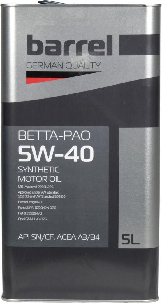 ᐉ Моторное масло Barrel Betta-pao бензин/дизель 5W-40 5 л (1400755)